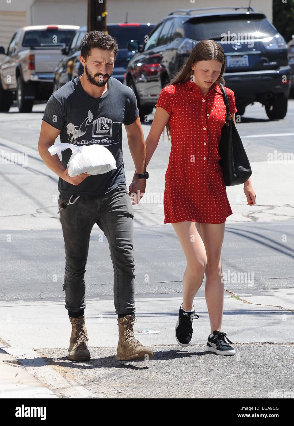 Shia LaBeouf holds hands with girlfriend Mia Goth in Los Angeles ...