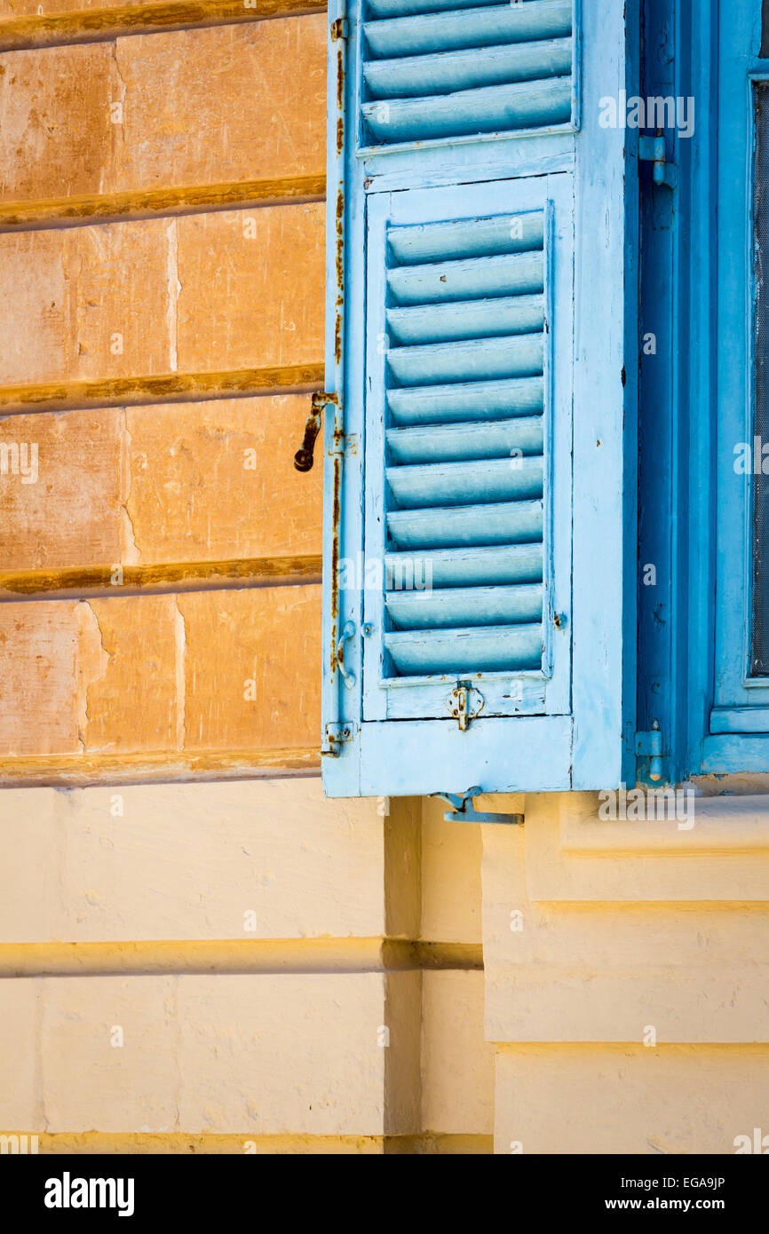 Distinct blue window shutter at the Villa Bologna, Attard, Malta Stock ...