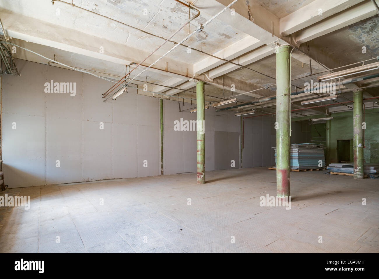 Empty warehouse office or commercial area, industrial background Stock ...