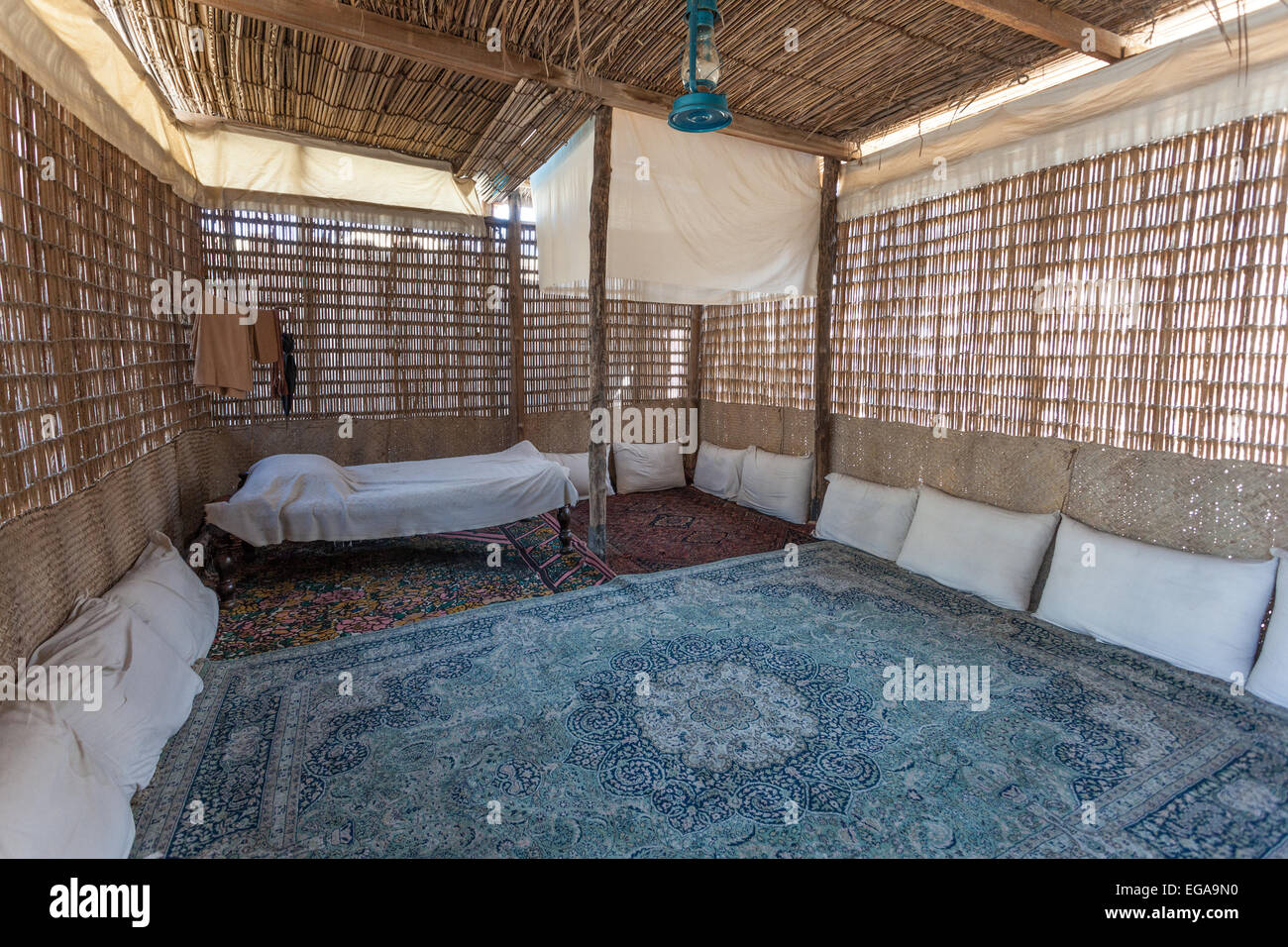 Interior of a traditional bedouin tent in the Middle East, United Arab ...