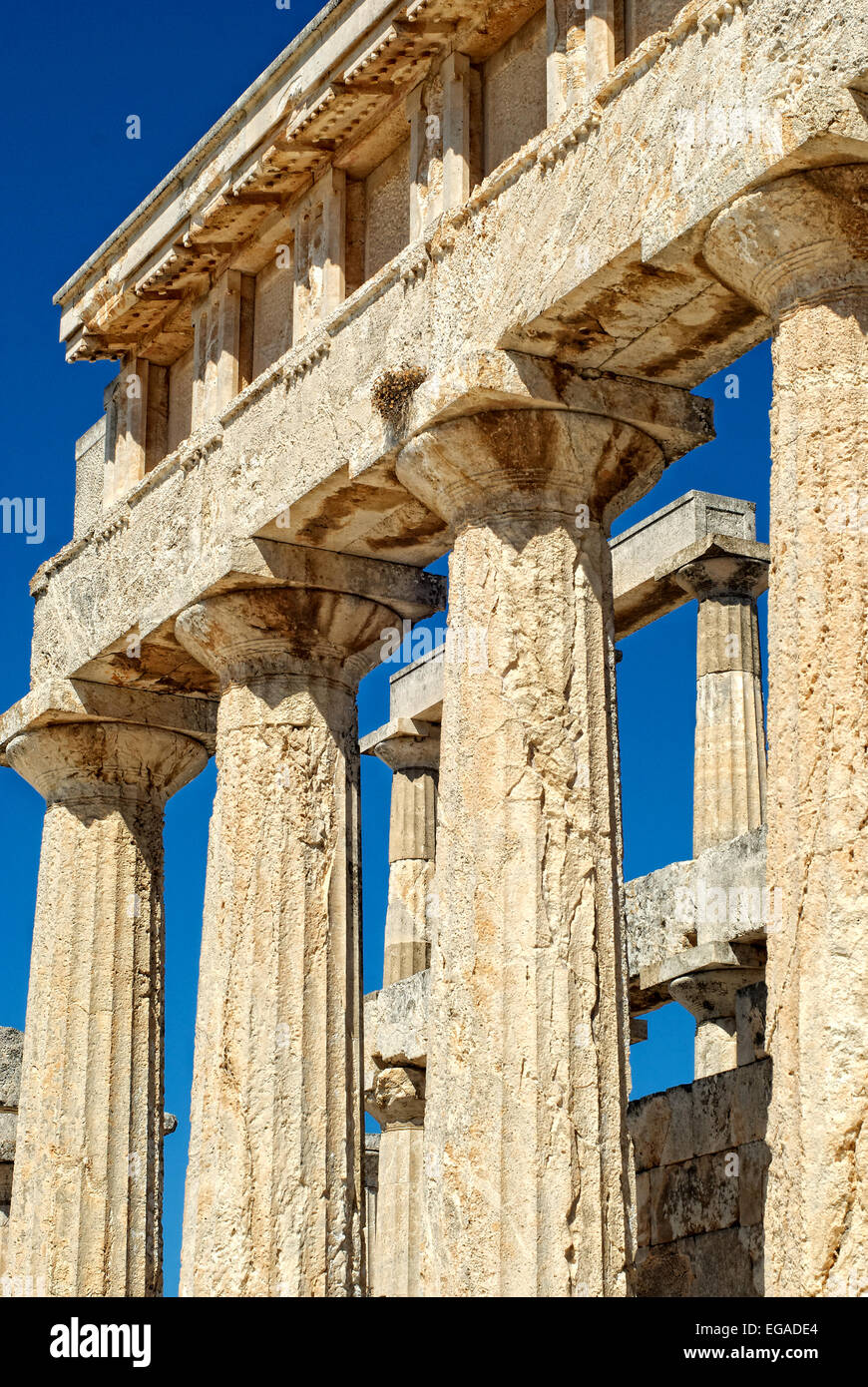 The ruins of the antic greek temple. Island Aegina Stock Photo - Alamy