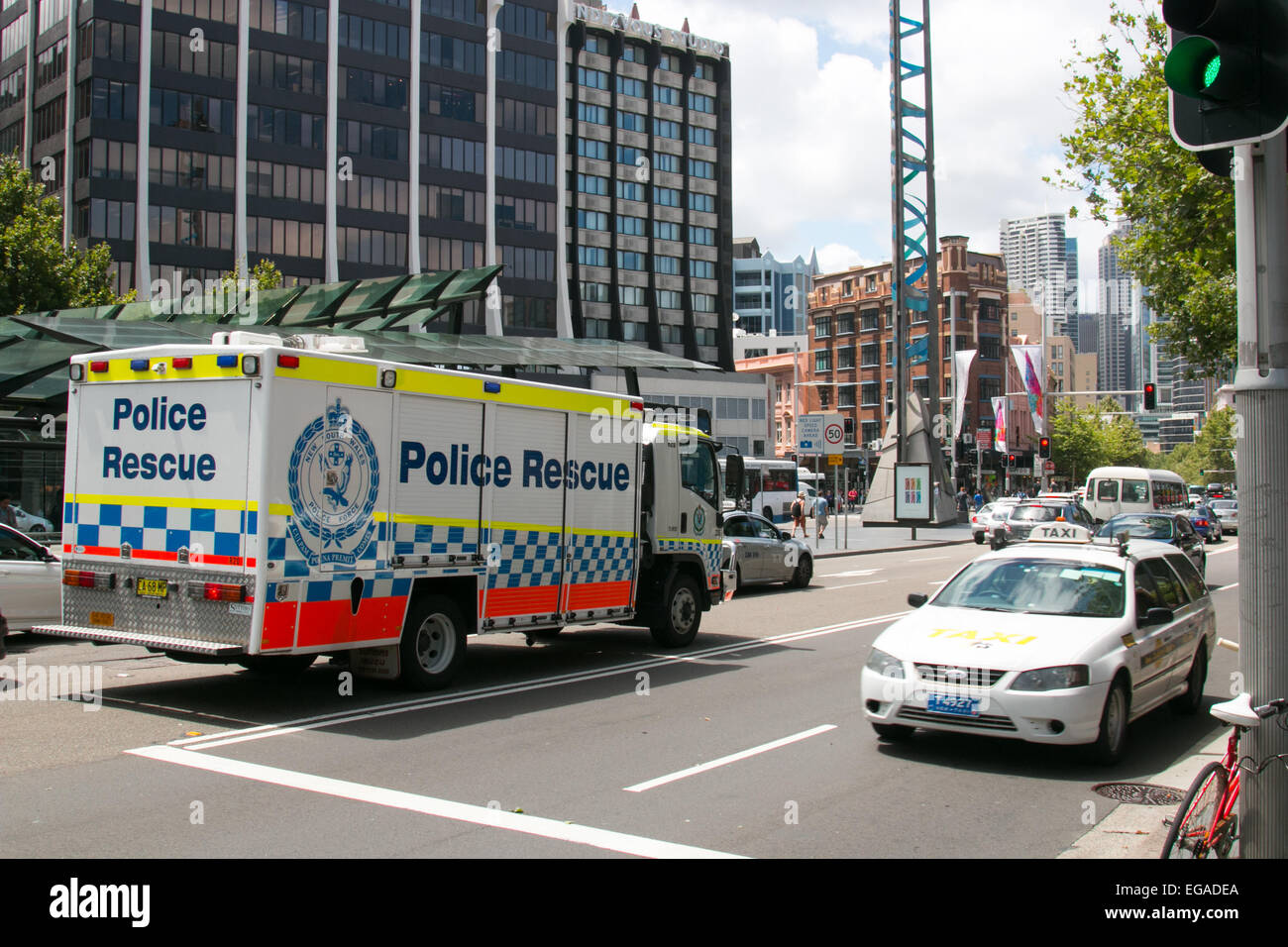 police rescue vehicle truck in lee street, chippendale,sydney,australia ...