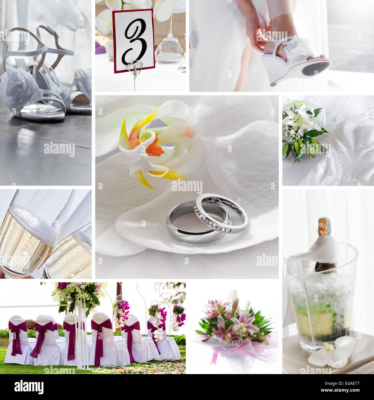 wedding theme collage composed of different images Stock Photo - Alamy