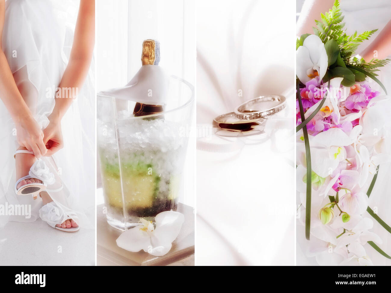 wedding theme collage composed of different images Stock Photo - Alamy