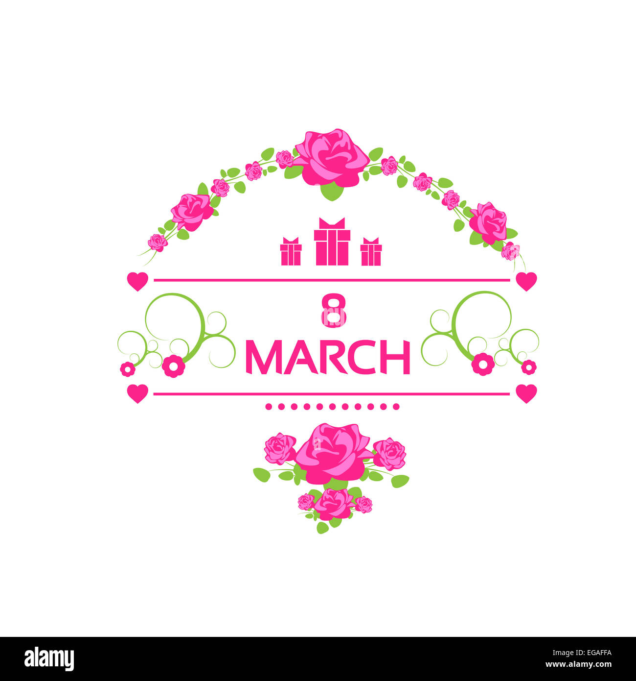 march pink gift card with rose isolated white Stock Photo - Alamy