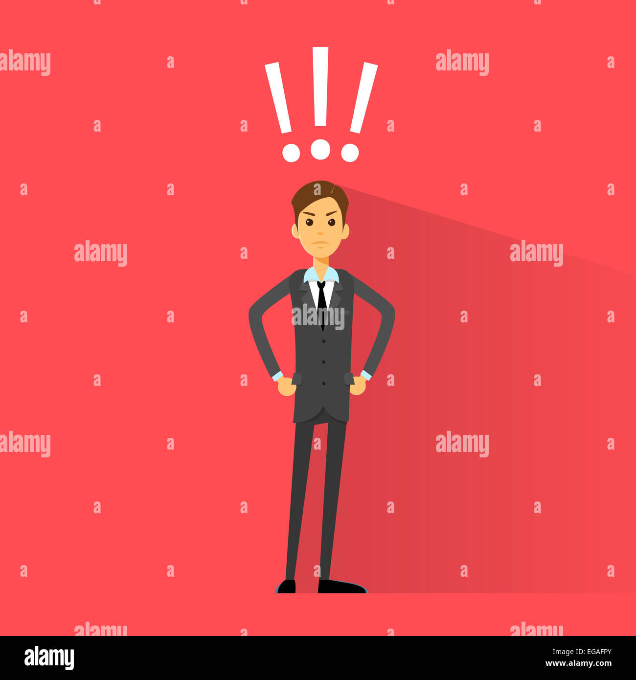 excited business man with exclamation mark vector Stock Photo - Alamy