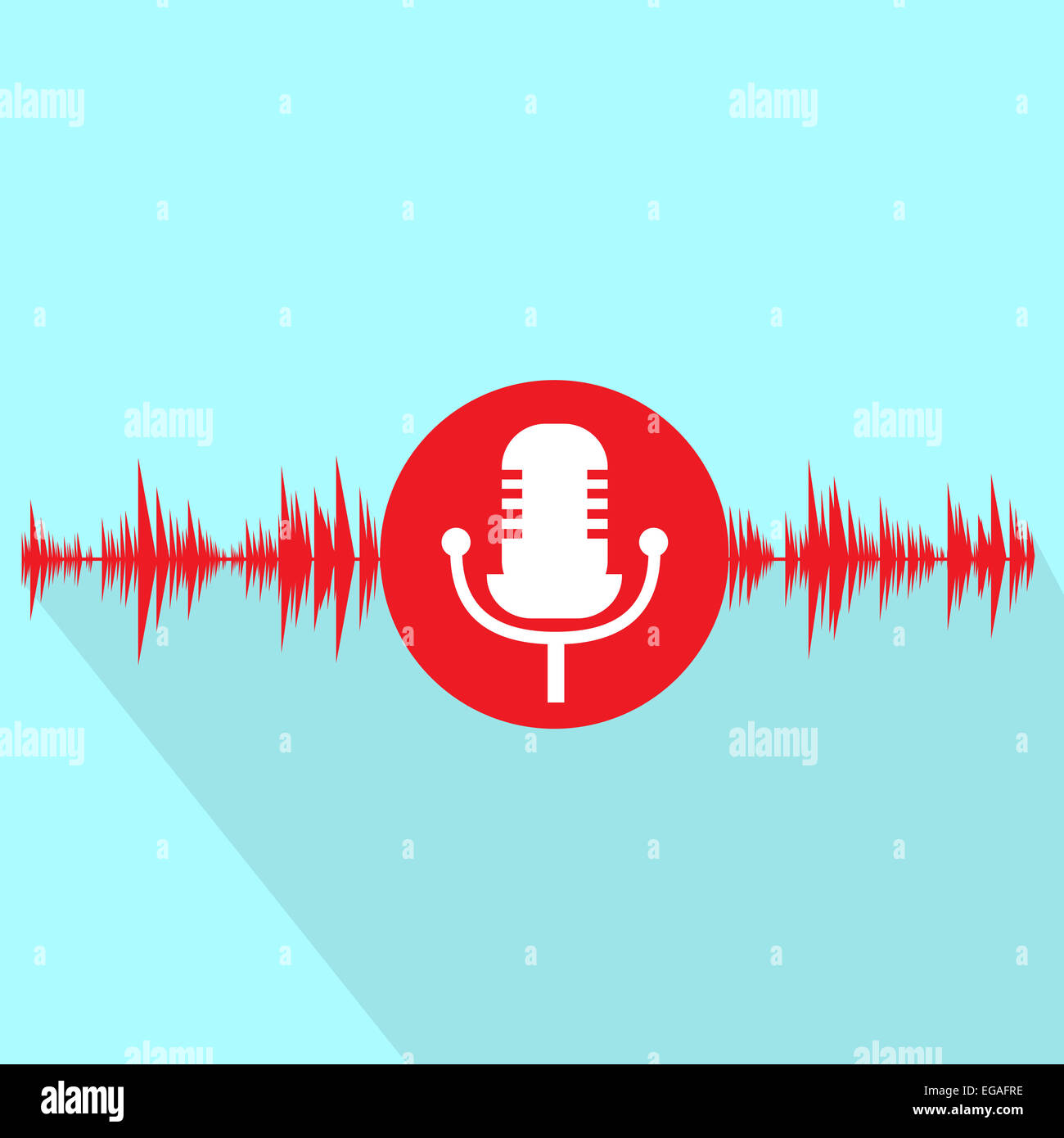 microphone red icon with sound wave flat design vector Stock Photo - Alamy