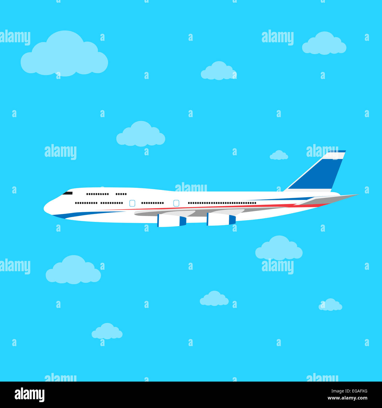 aircraft flat design style vector illustration airplane flying in sky ...