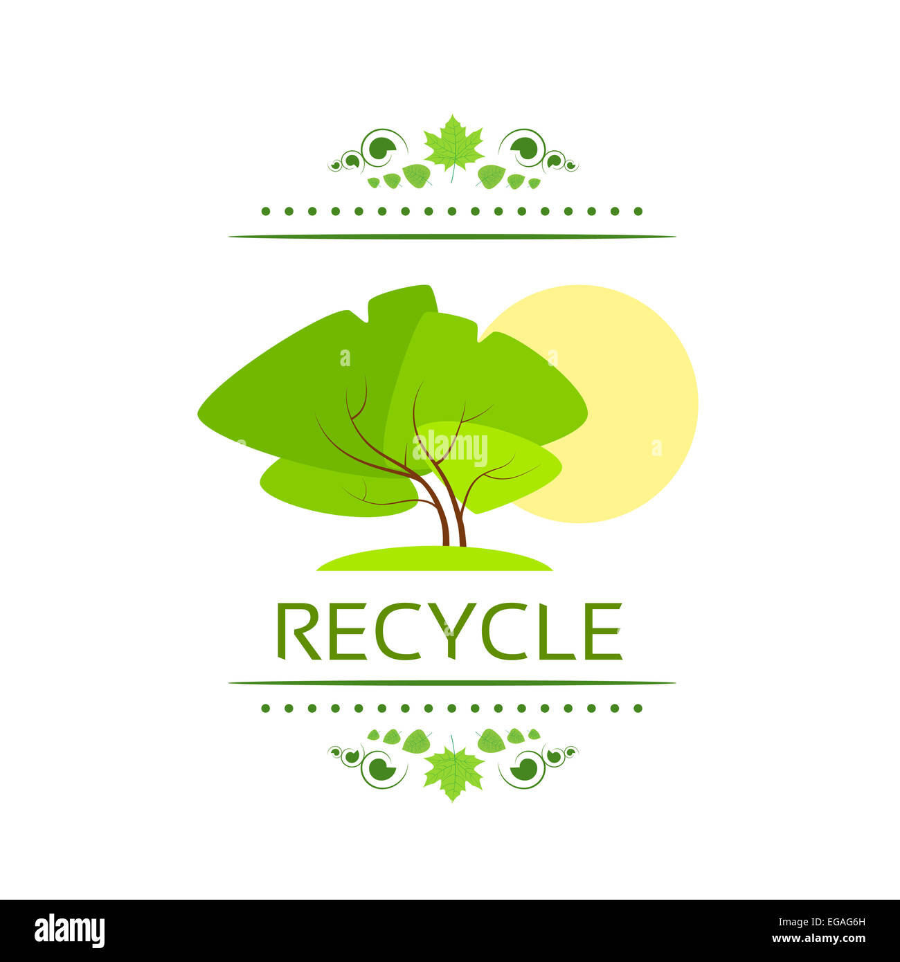 green tree recycle flat eco icon vector Stock Photo - Alamy