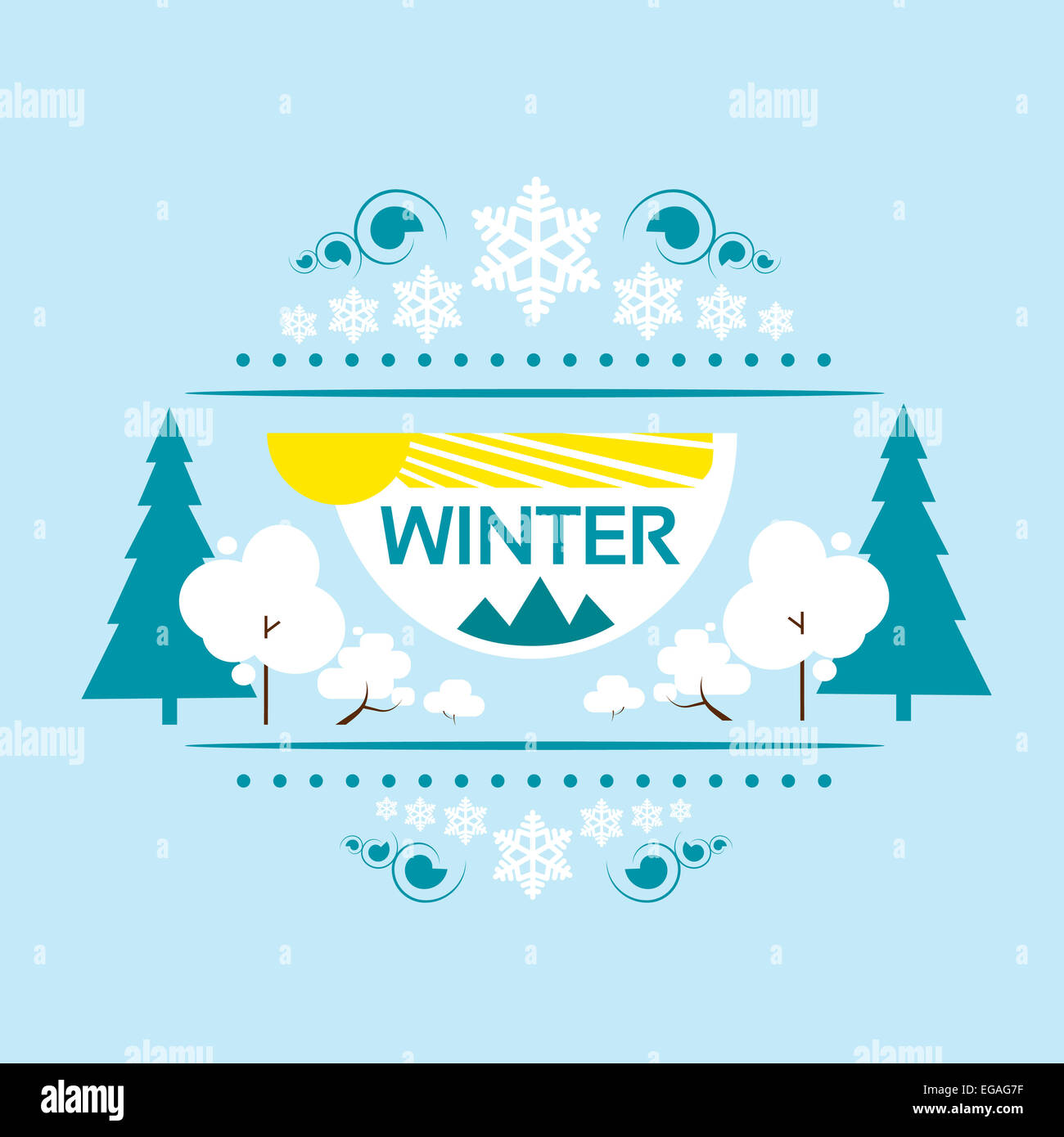winter banner flat design snow tree vector Stock Photo - Alamy