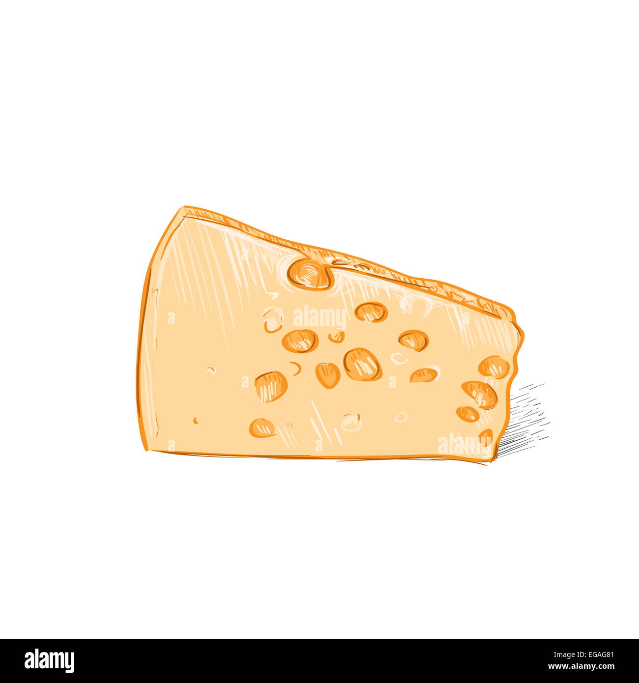 cheese yellow color sketch draw isolated over white background Stock ...