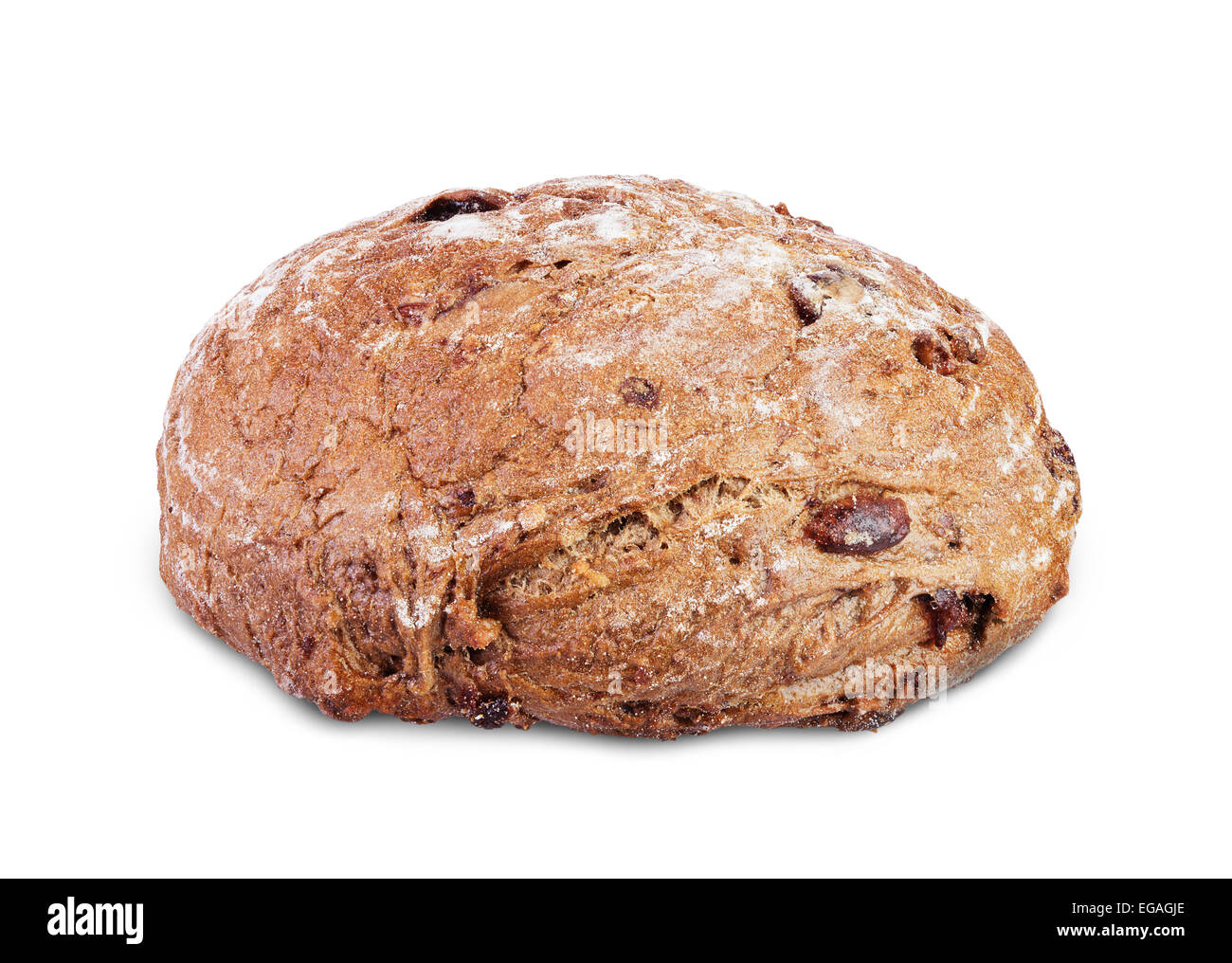 loaf of sour cherry and walnut rye bread isolated on white background ...