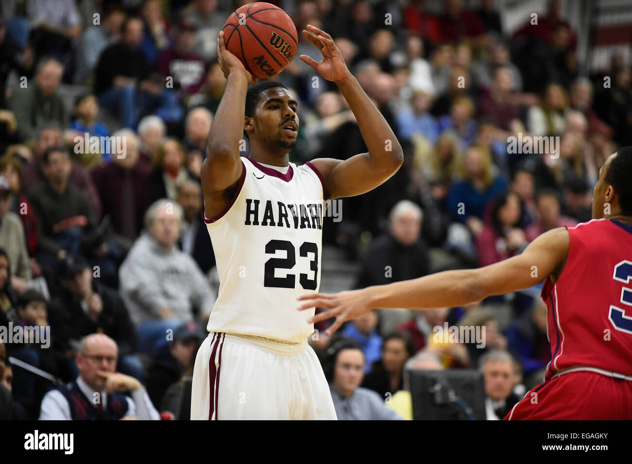 Boston, Massachusetts, USA. 13th Feb, 2015. Harvard Crimson guard ...