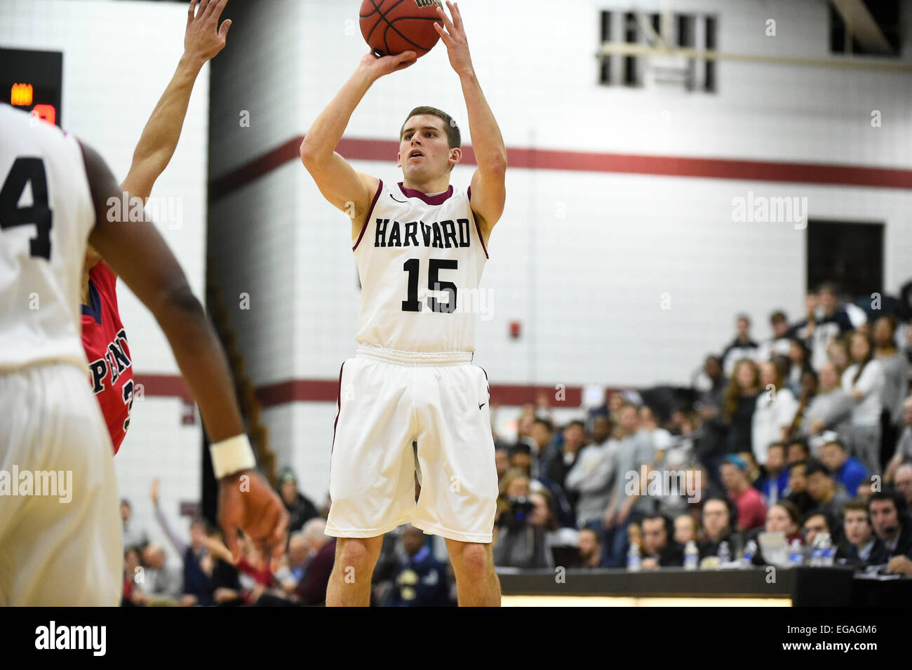 Boston, Massachusetts, USA. 13th Feb, 2015. Harvard Crimson guard ...