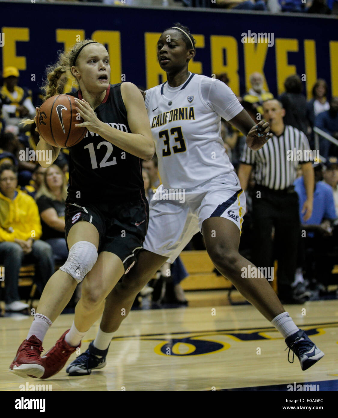 Berkeley USA CA. 18th Feb, 2015. Stanford F # 12 Brittany McCall drive ...