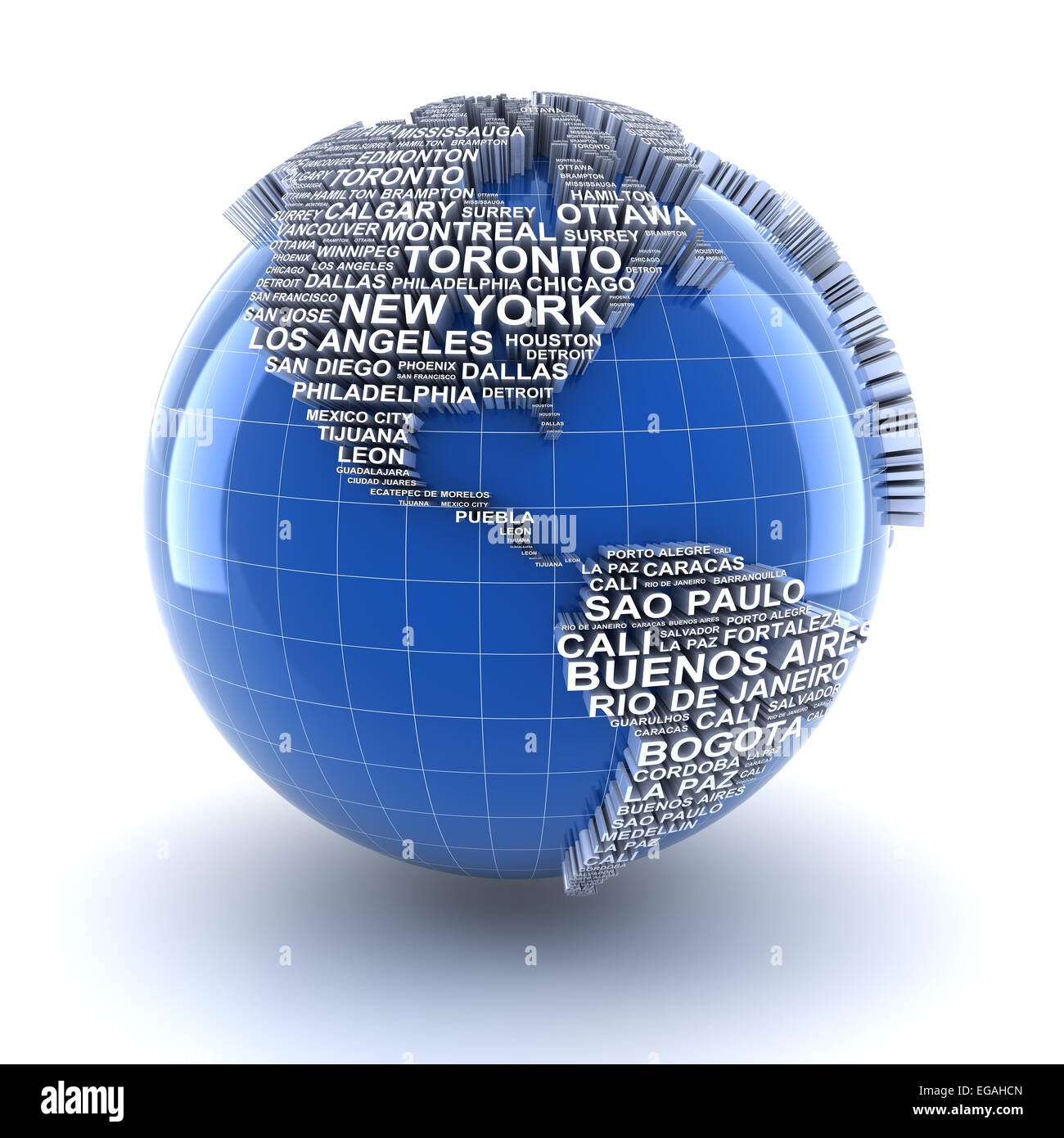 Earth with names of major cities in the world Stock Photo - Alamy
