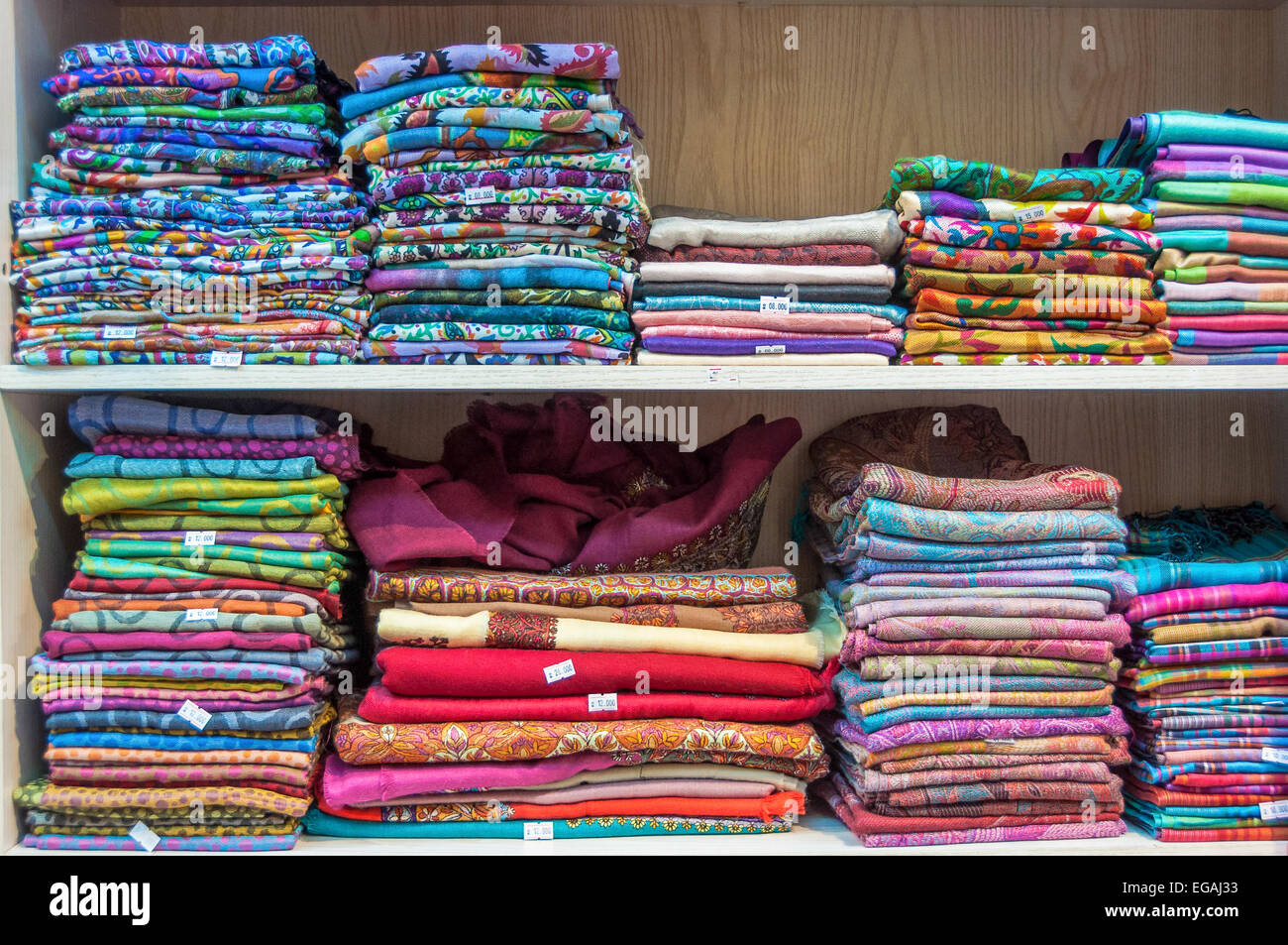 Bright fabric for sale in Mutrah Souk, in Mutrah, Muscat, Oman, Middle ...