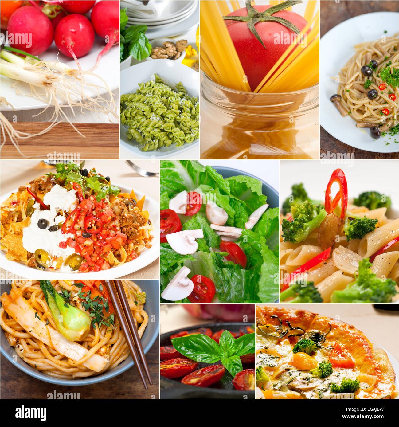 healthy Vegetarian vegan food collage nested on white frame Stock Photo ...