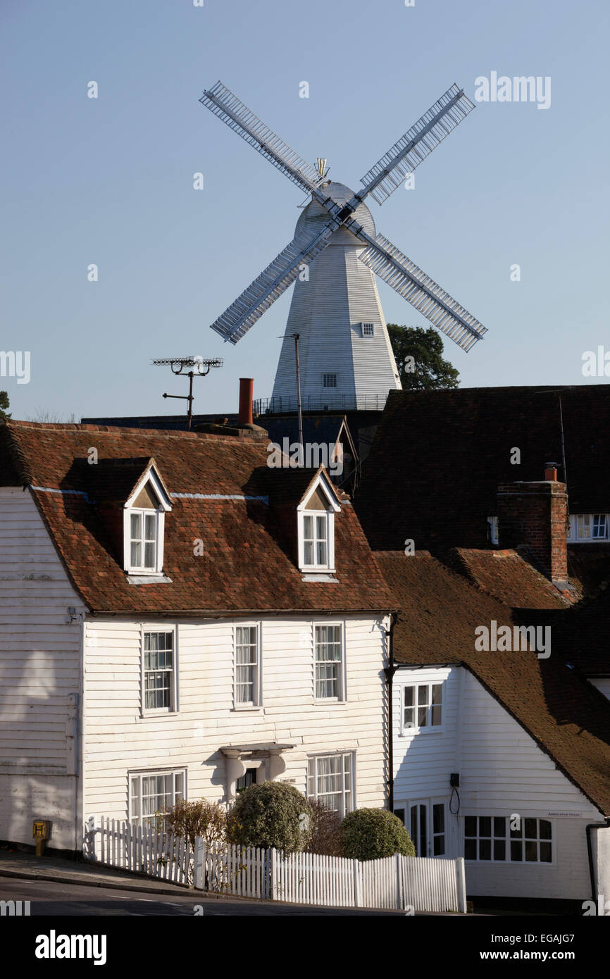 Union Mill and traditional wood cladded Kent houses, The Hill ...