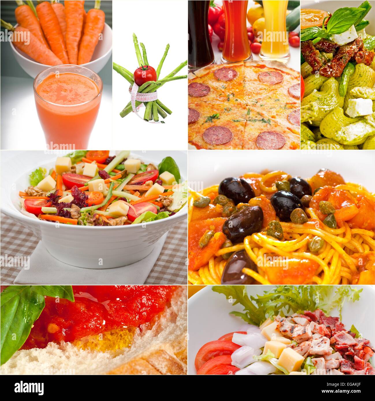 healthy Vegetarian vegan food collage nested on white frame Stock Photo ...