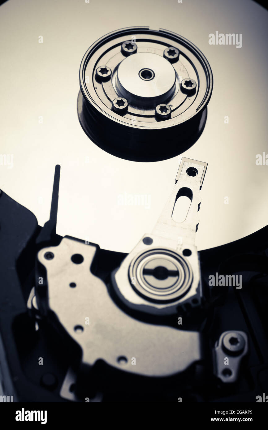 Color picture with details from inside a computer hard drive Stock ...