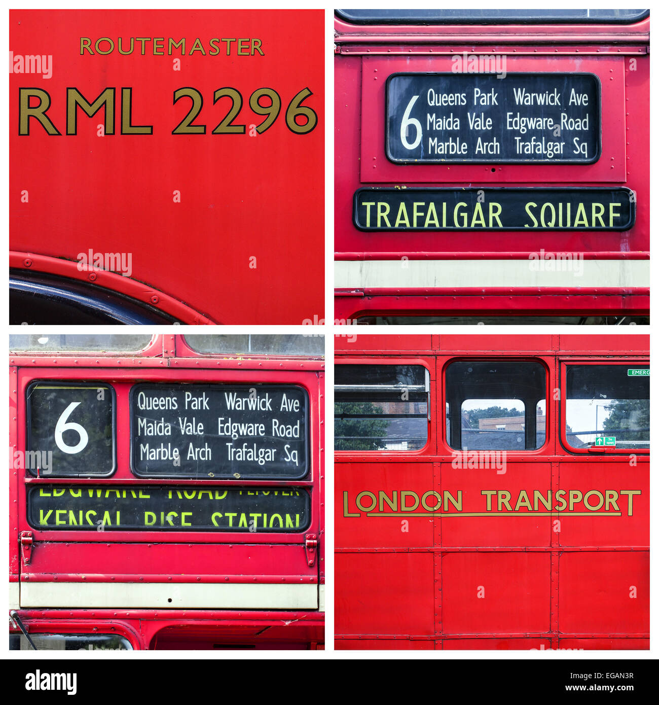 Montage of Iconic London Bus Stock Photo - Alamy