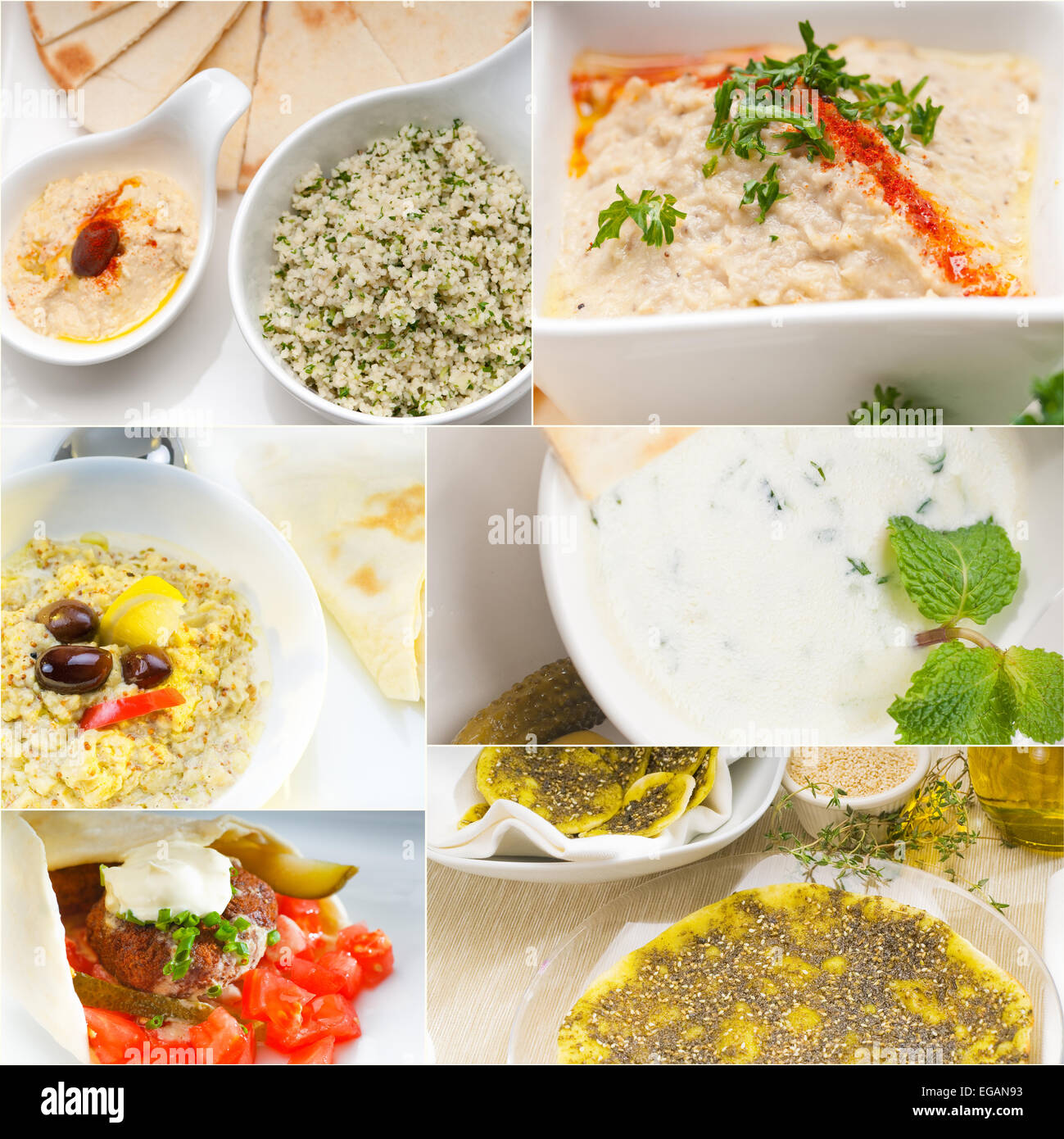 Arab middle eastern food collage collection on white frame Stock Photo ...