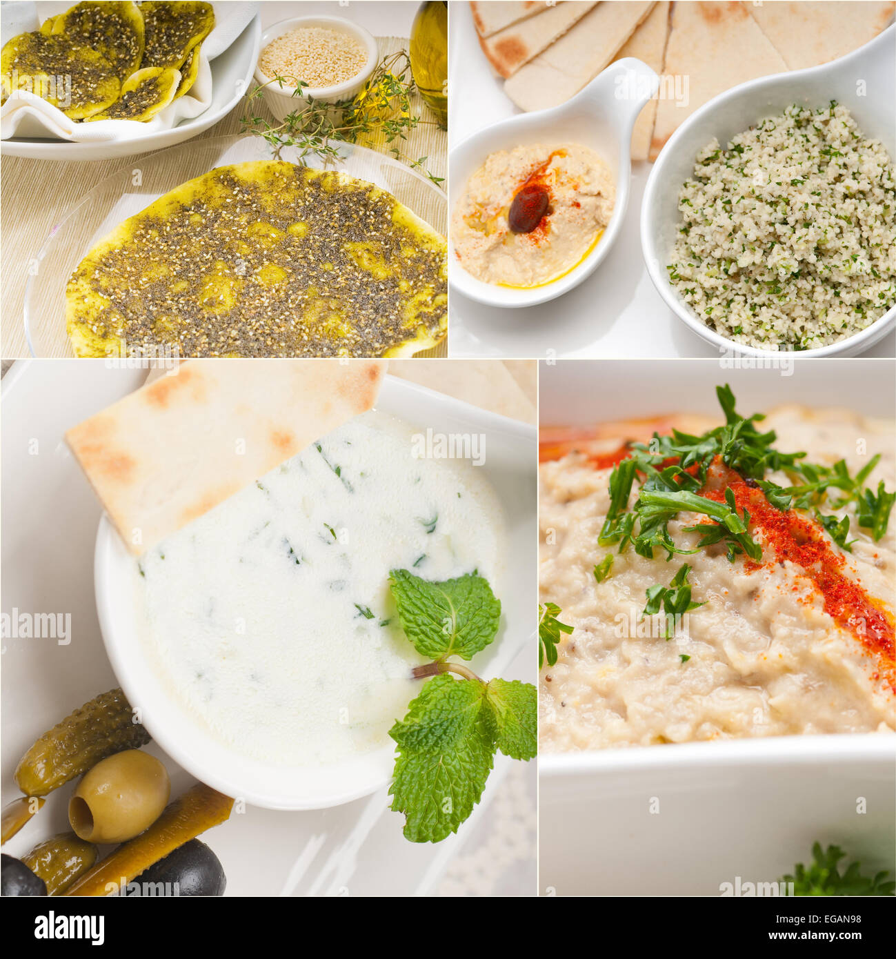 Arab middle eastern food collage collection on white frame Stock Photo ...