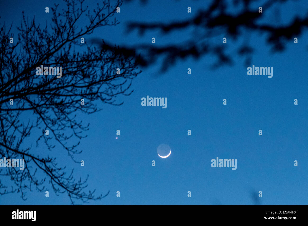Mars with crescent moon High Resolution Stock Photography and Images ...