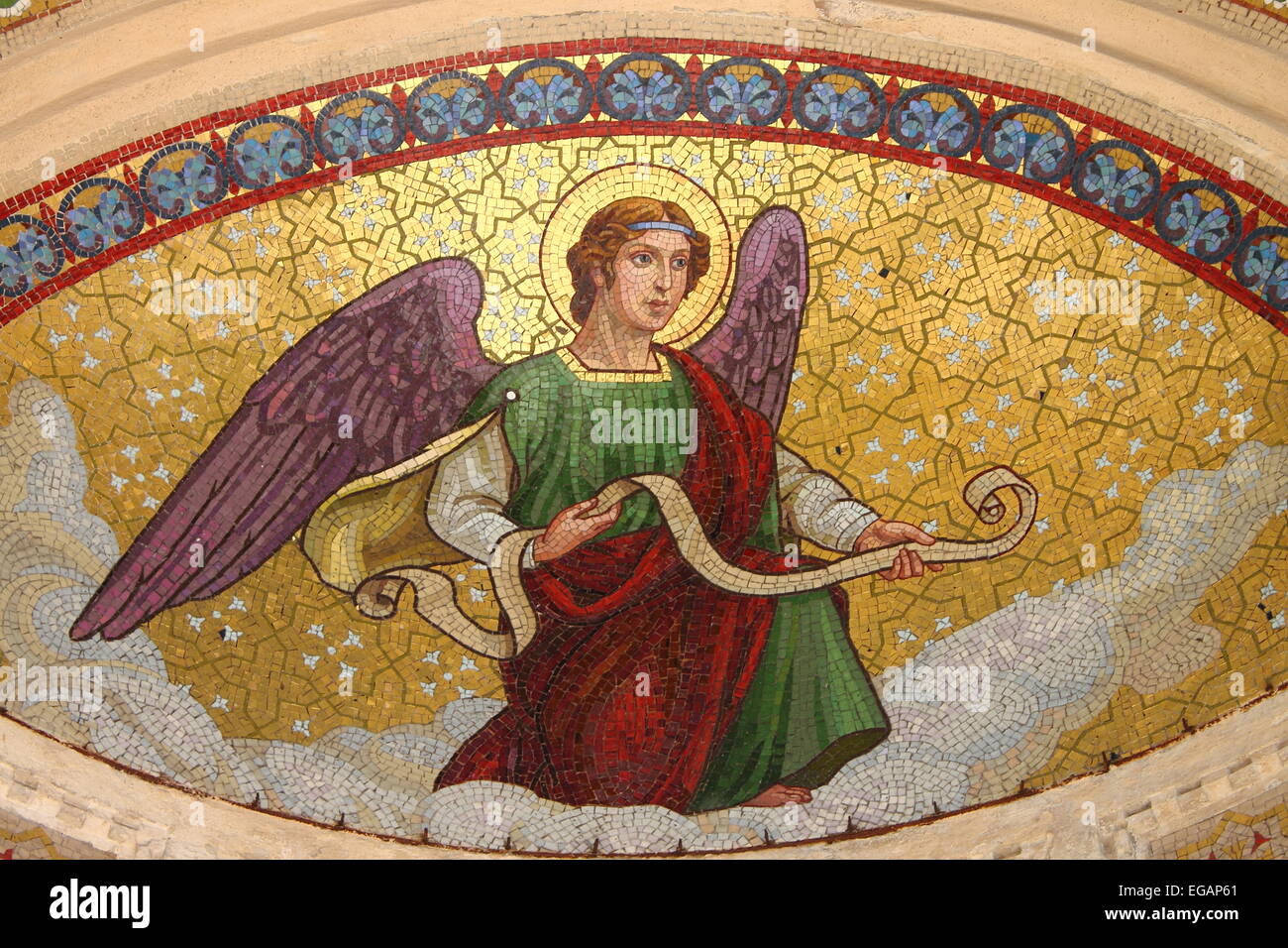 Ancient mosaic of an angel Stock Photo - Alamy