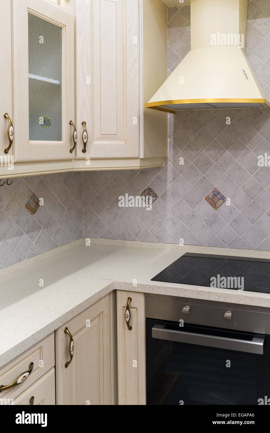 Modern white kitchen clean interior design Stock Photo - Alamy