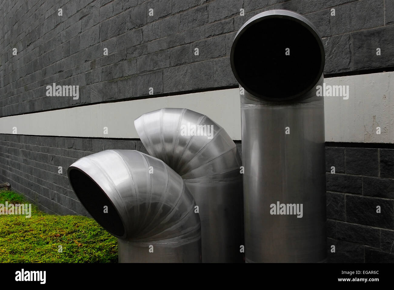 Ventilation pipes / ducts outside a swimming pool building Stock Photo ...