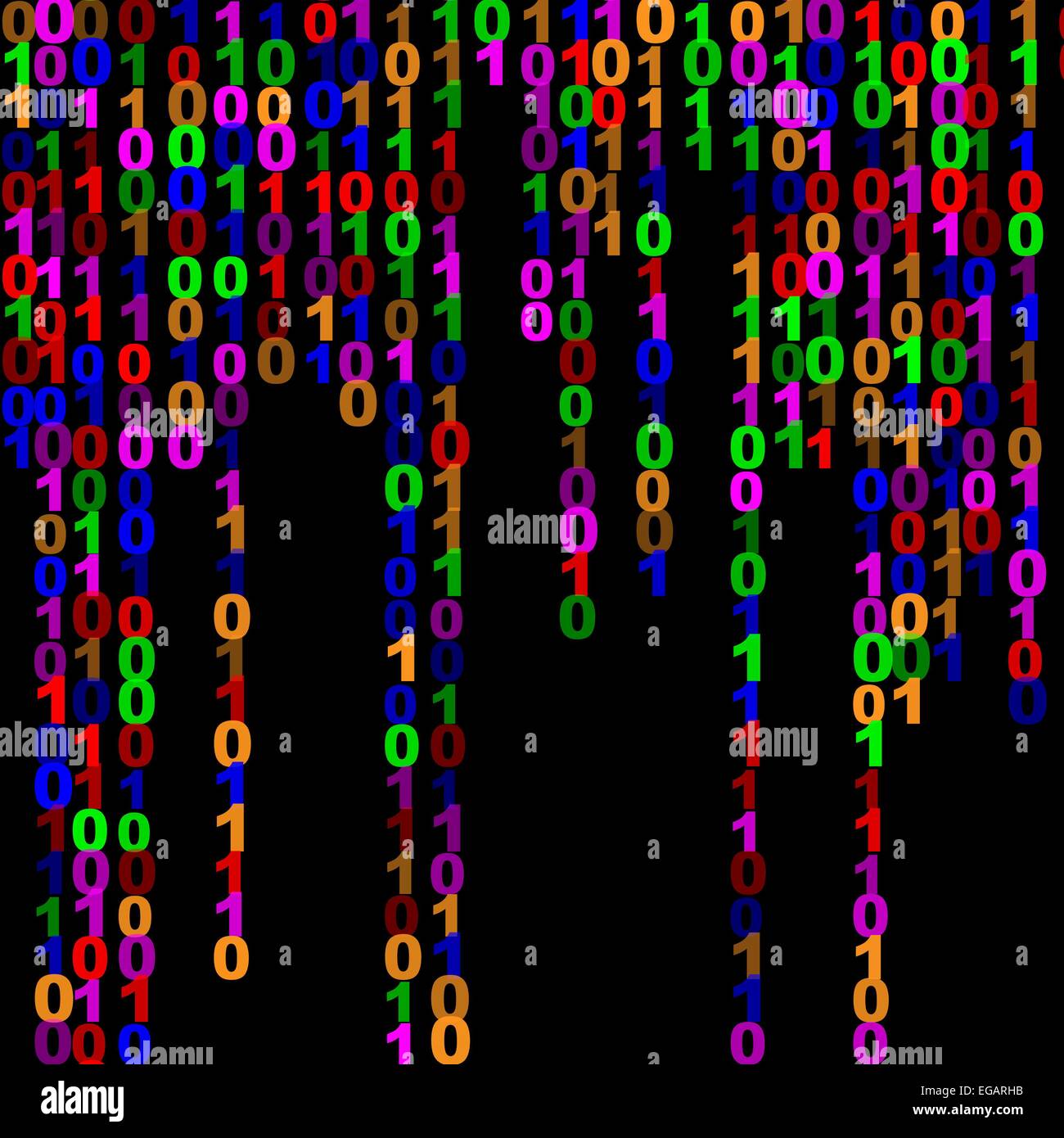 Random colored binary figures, matrix of zero and one Stock Photo - Alamy