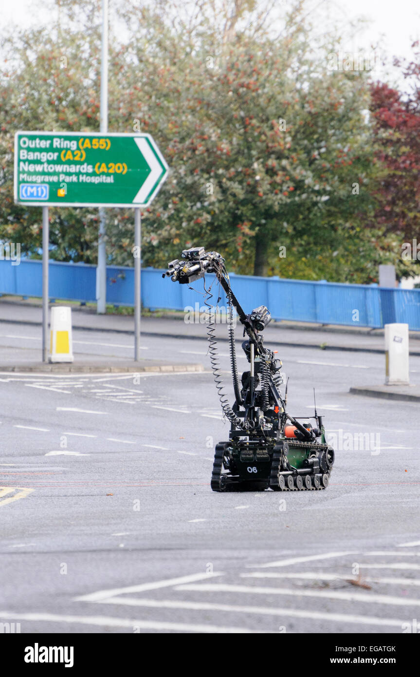 Bomb squad remote controlled robot nicknamed "Wheelbarrow", made by ...