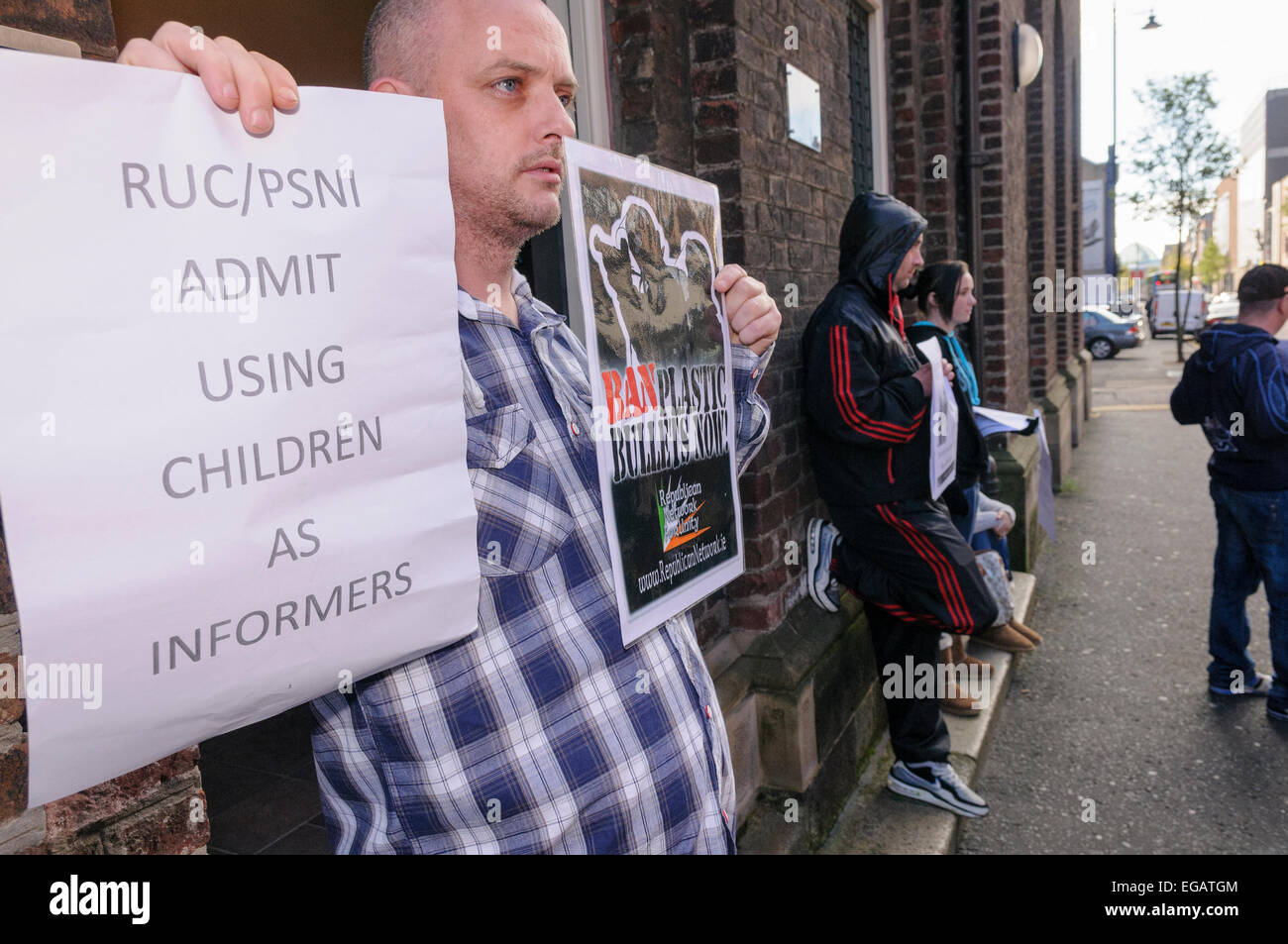 Member of Republican Network For Unity protesting outside the Council ...