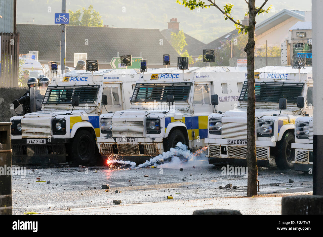 Fireworks thrown at police hi-res stock photography and images - Alamy