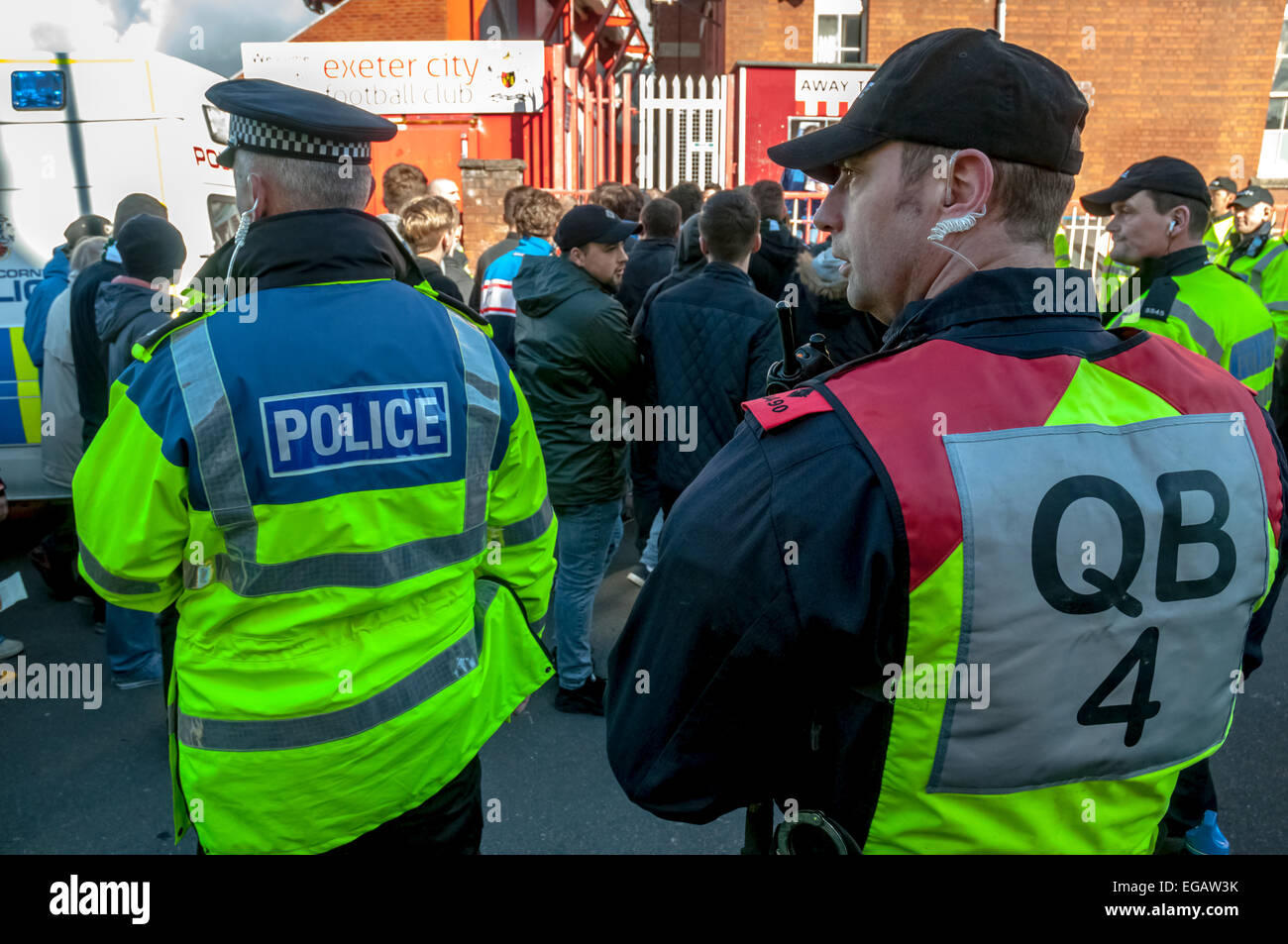Devon and Cornwall Police watch Plymouth Argyle football fans during ...