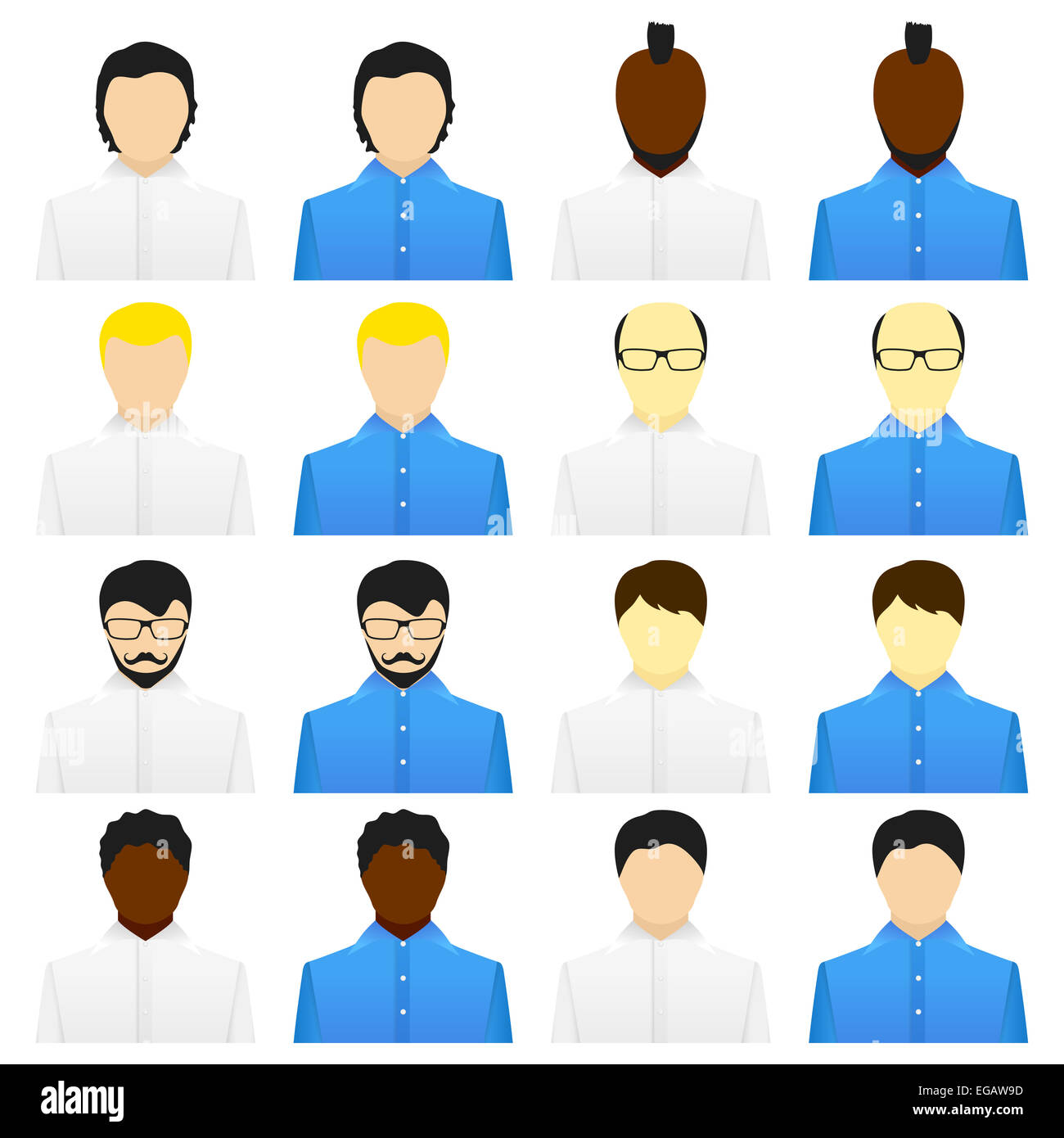 Man avatar set on a white background Stock Photo - Alamy