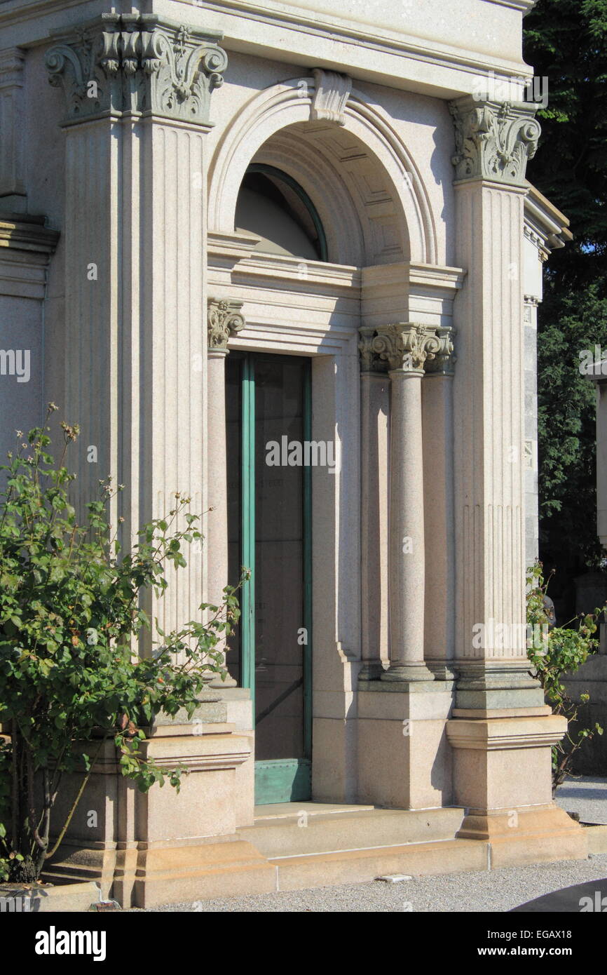 Entrance of a renaissance building with columns and corinthian ...