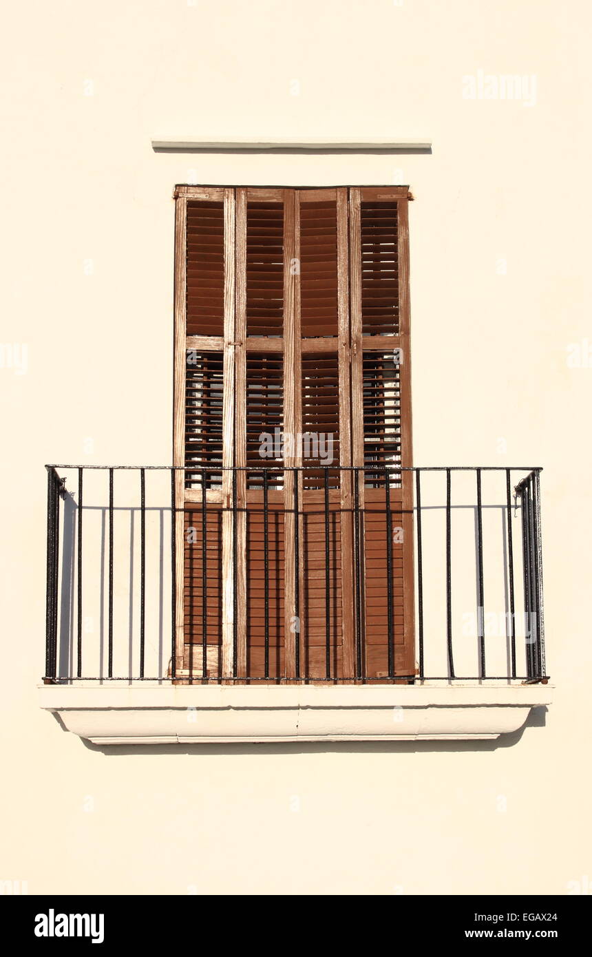 Spanish building with wooden shutters hi-res stock photography and ...
