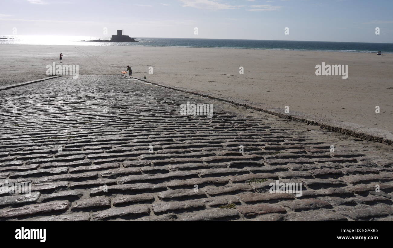 The slipway from La Braye to St Ouens Bay, Jersey Stock Photo - Alamy