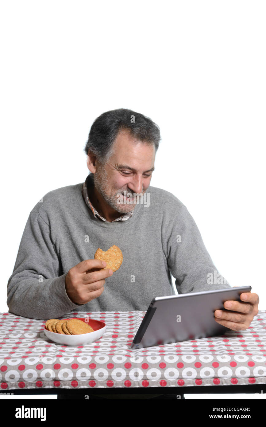Apple man eating reading hi-res stock photography and images - Alamy
