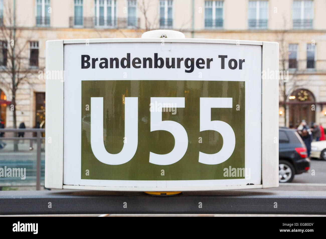 [Editorial Use Only] Underground sign of the U55 U-Bahn line at station ...