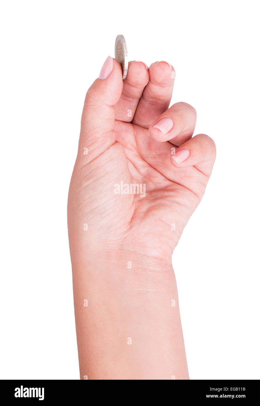 hand coin isolated on white background Stock Photo - Alamy