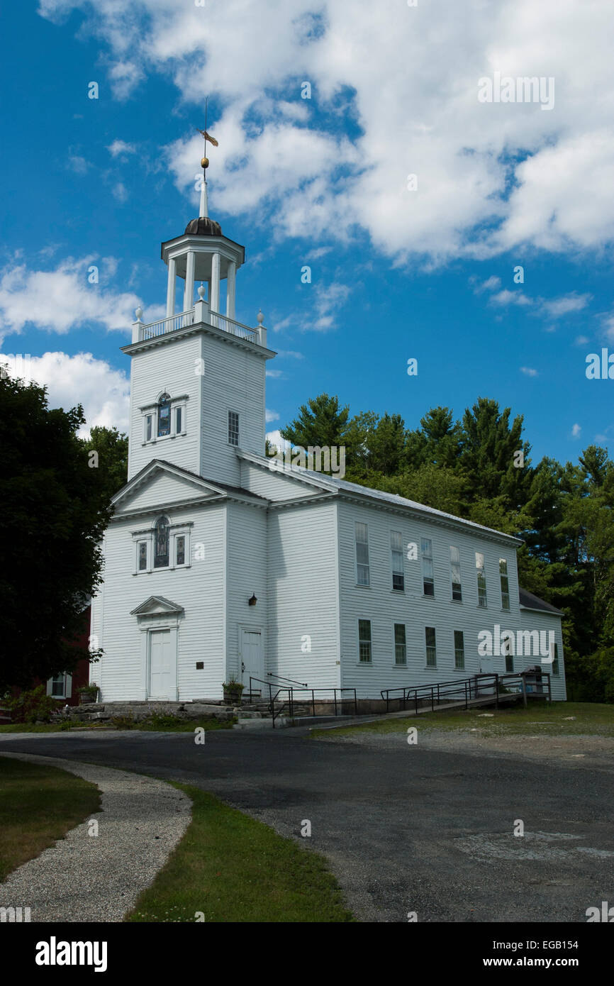 New England church and library on a summer day in Otis Massachusetts ...