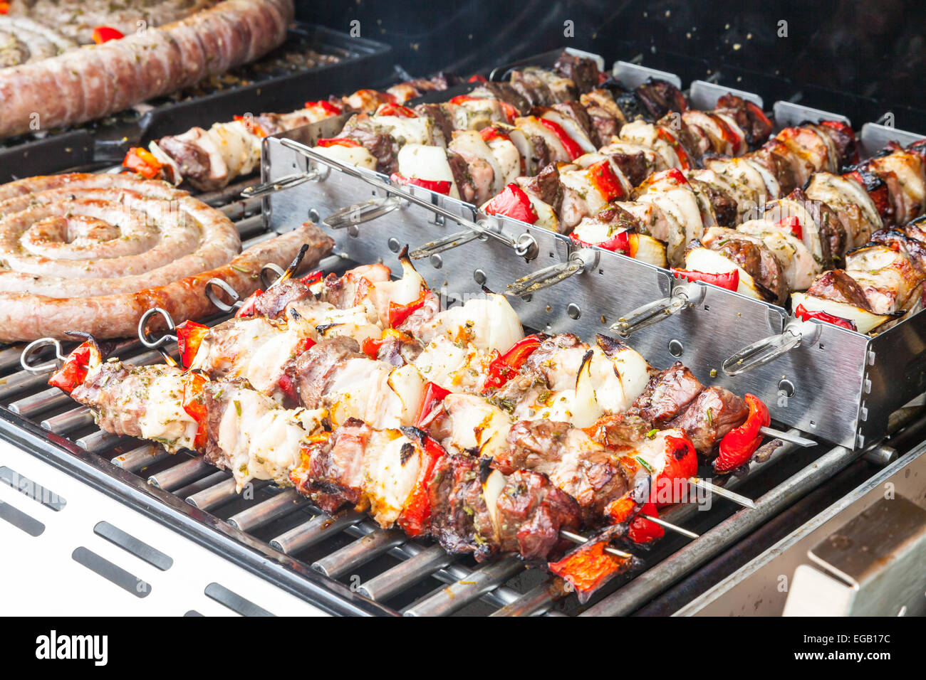 Detail of meat preparation for a barbecue Stock Photo - Alamy