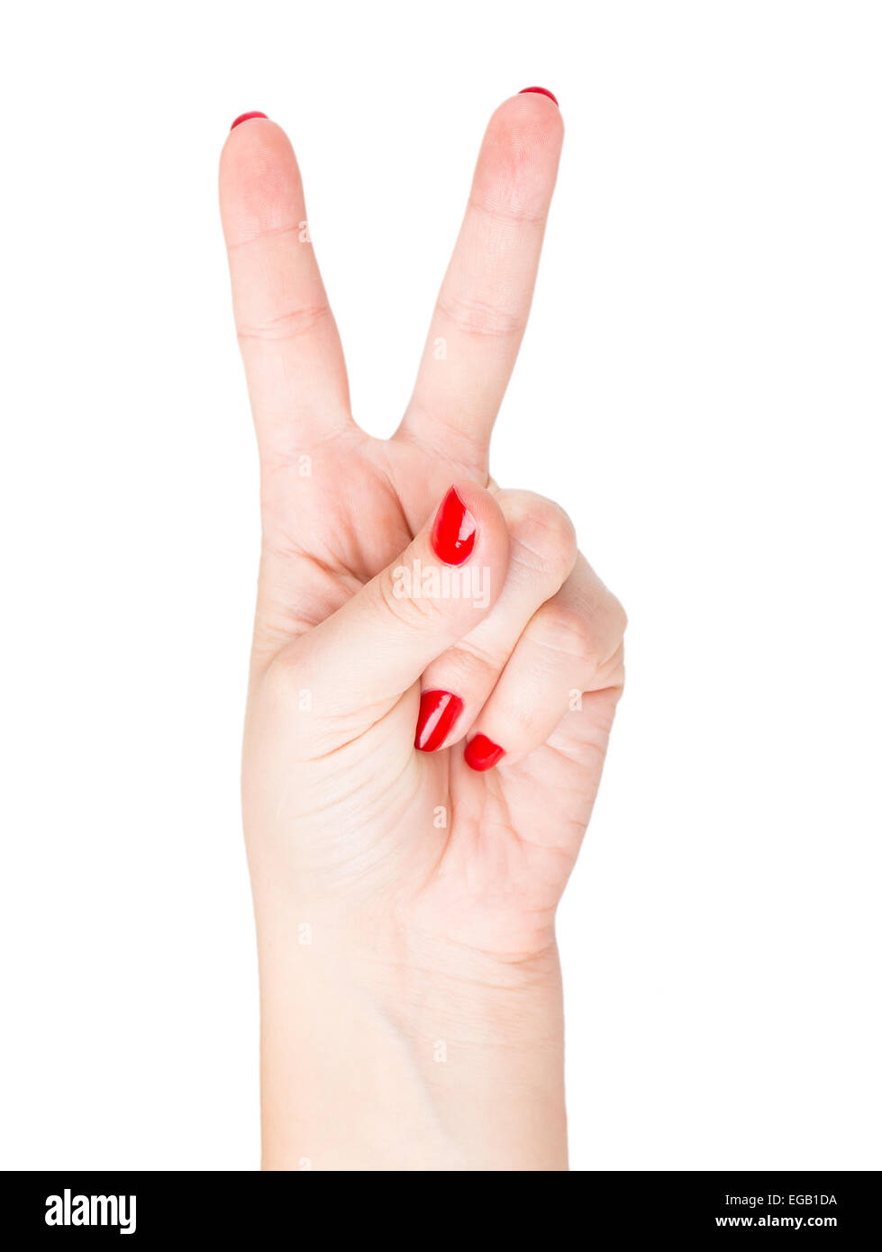 Female hand two fingers isolated on white background Stock Photo - Alamy