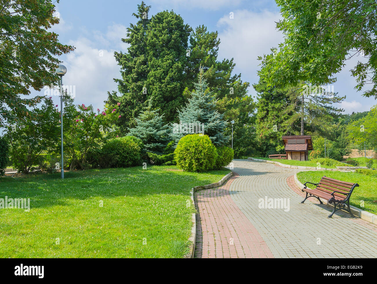 park, path, bench day background Stock Photo - Alamy