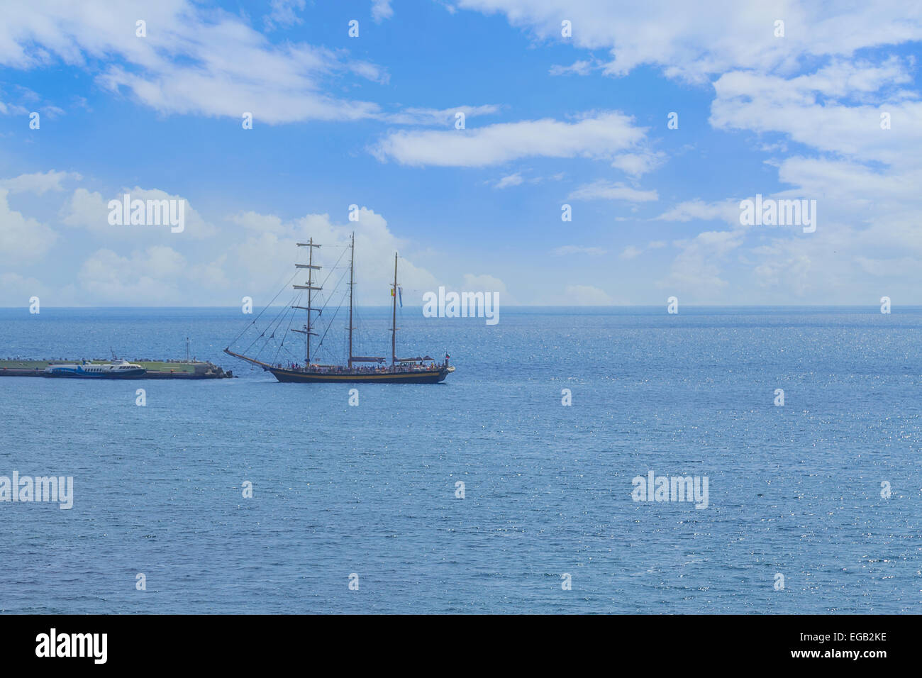 Ship sea blue sky day Stock Photo - Alamy