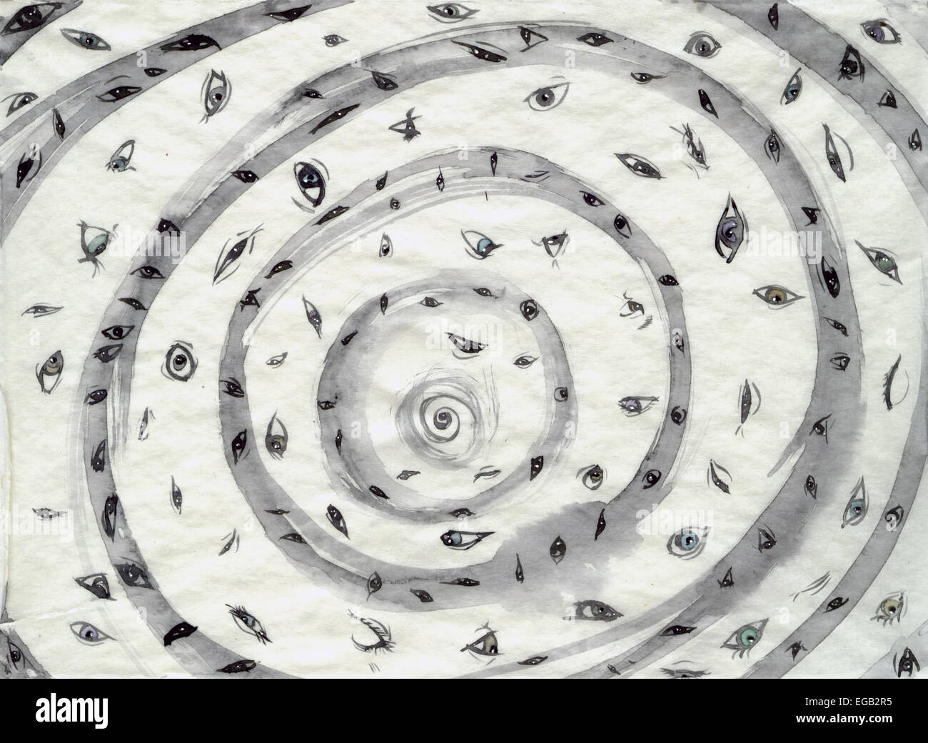 vortex of eyes watercolour illustration Stock Photo - Alamy